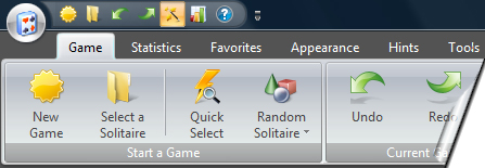 SolSuite Solitaire - FAQ - Ribbon Interface